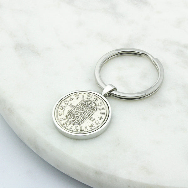 Personalised 1965 60th Birthday Shilling Keyring – charlieboots
